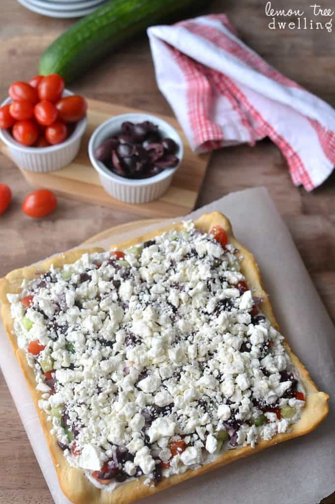 Greek Veggie Pizza Squares