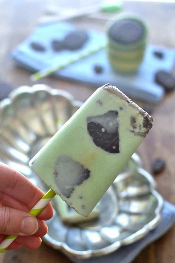 Thin Mint Ice Cream Popsicles