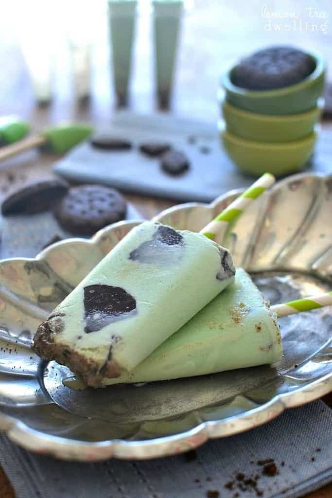 Thin Mint Ice Cream Popsicles