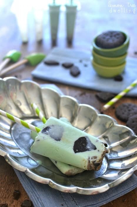 Thin Mint Ice Cream Popsicles