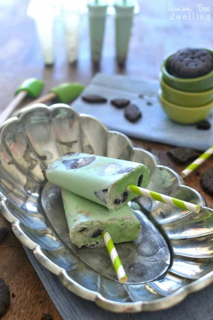 Thin Mint Ice Cream Popsicles