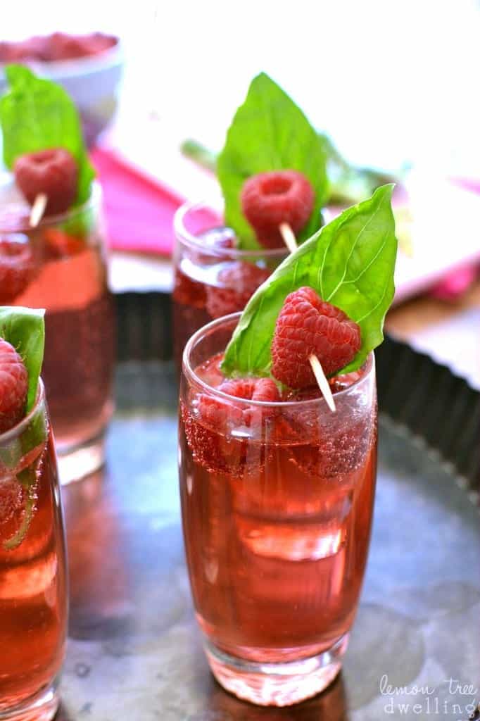 Raspberry Basil Champagne Spritzers – Lemon Tree Dwelling