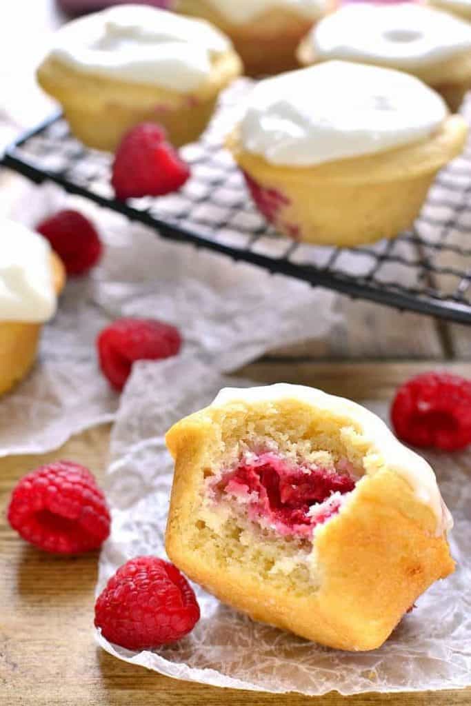 Raspberry Muffins with Cream Cheese Icing