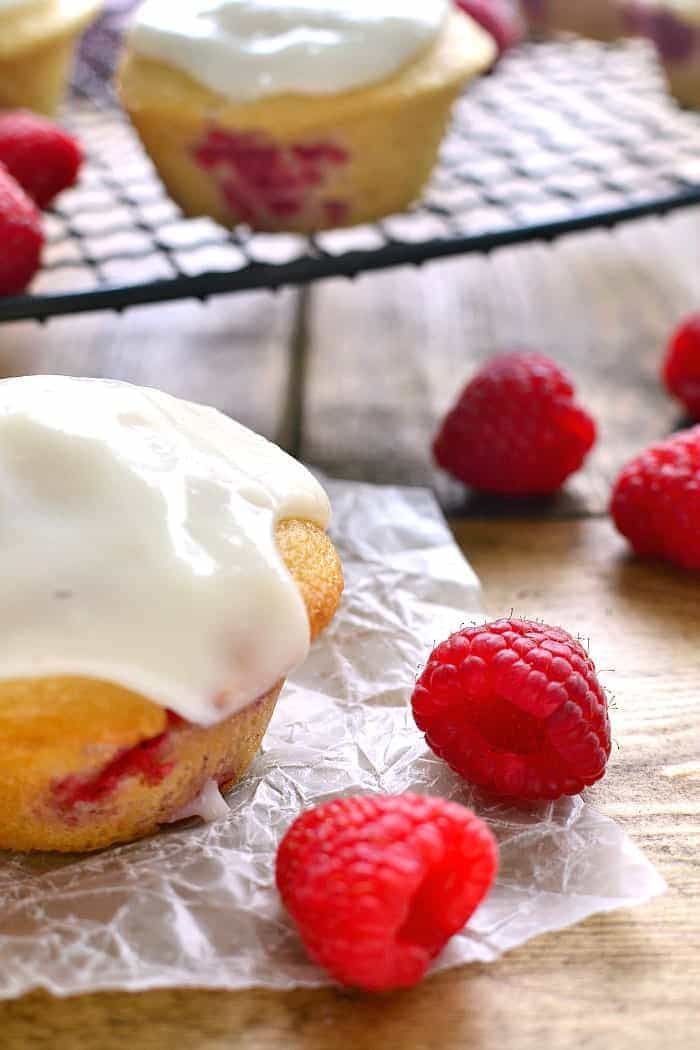 Raspberry Muffins with Cream Cheese Icing